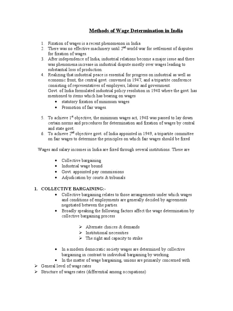 Wage Determination in India | PDF | Wage | Collective Bargaining