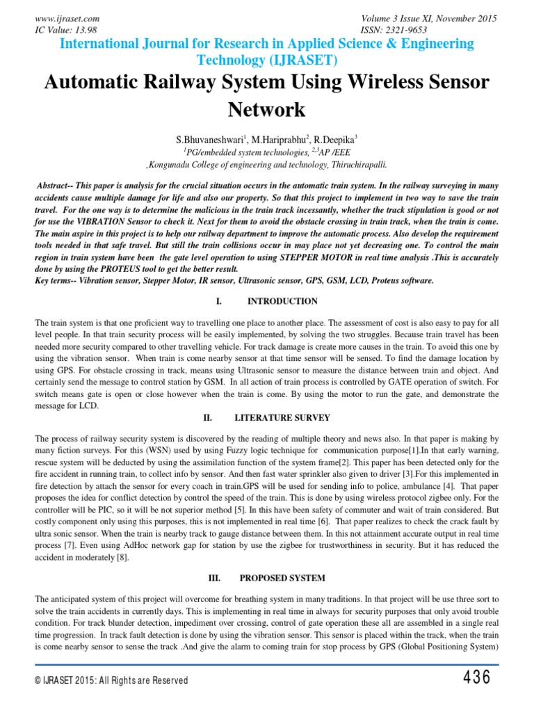 Automatic Railway System Using Wireless Sensor Network | PDF | Security Alarm | Train
