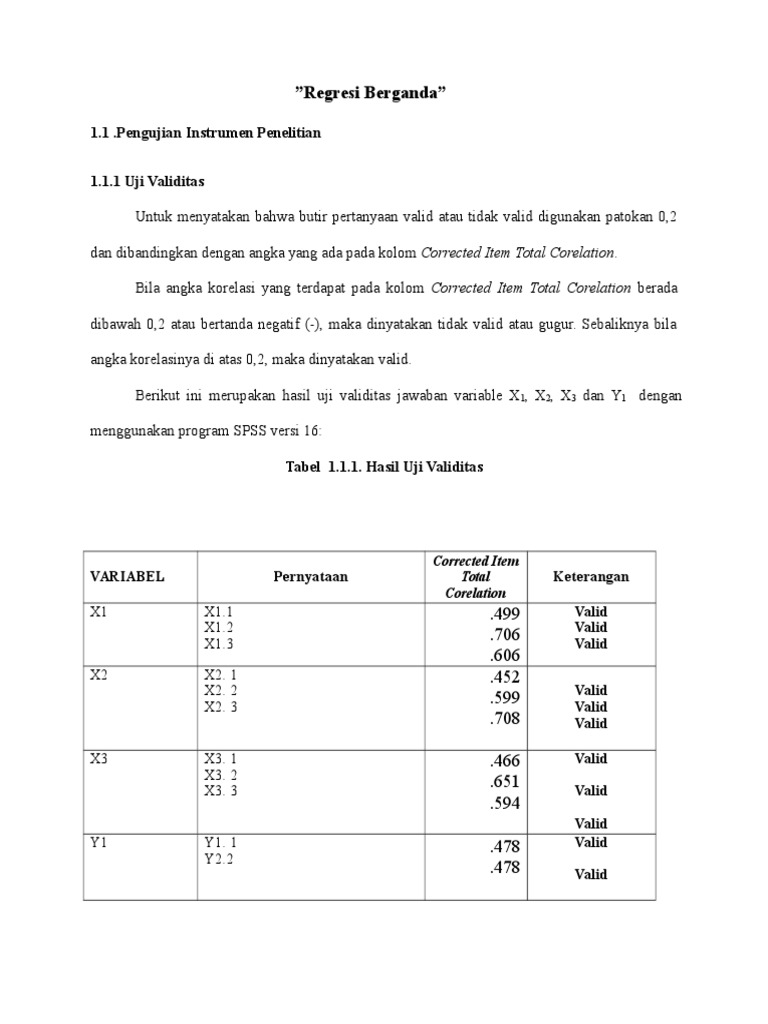 Contoh Interpretasi SPSS | PDF