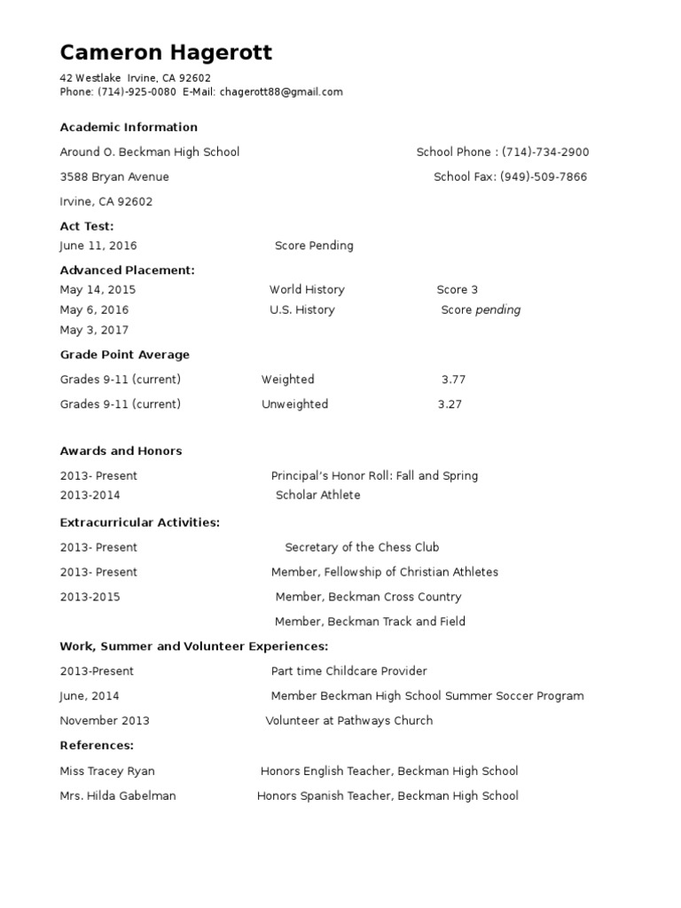 High School Resume | PDF
