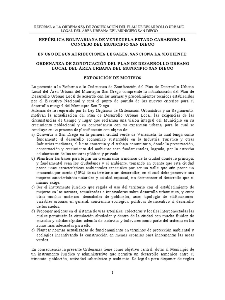 CONTENIDO PDUL San Diego | PDF | Calle | Urbanismo