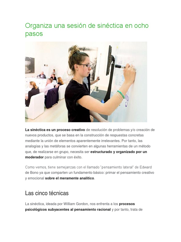 Guía de Sinéctica en 8 Pasos | PDF | Analogía | Sicología