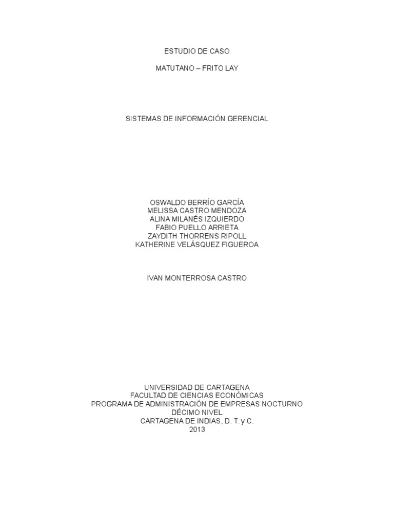 Estudio de Caso Matutano - Frito Lay | PDF | Sistema de informacion ...