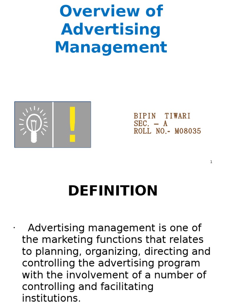 Advertising Management Overview by Tiwari | PDF
