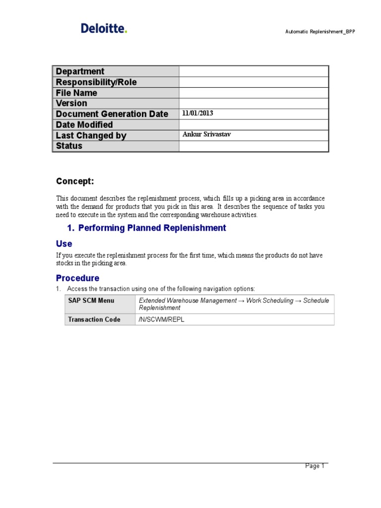 EWM BPP Automatic Replenishment | PDF | Computers