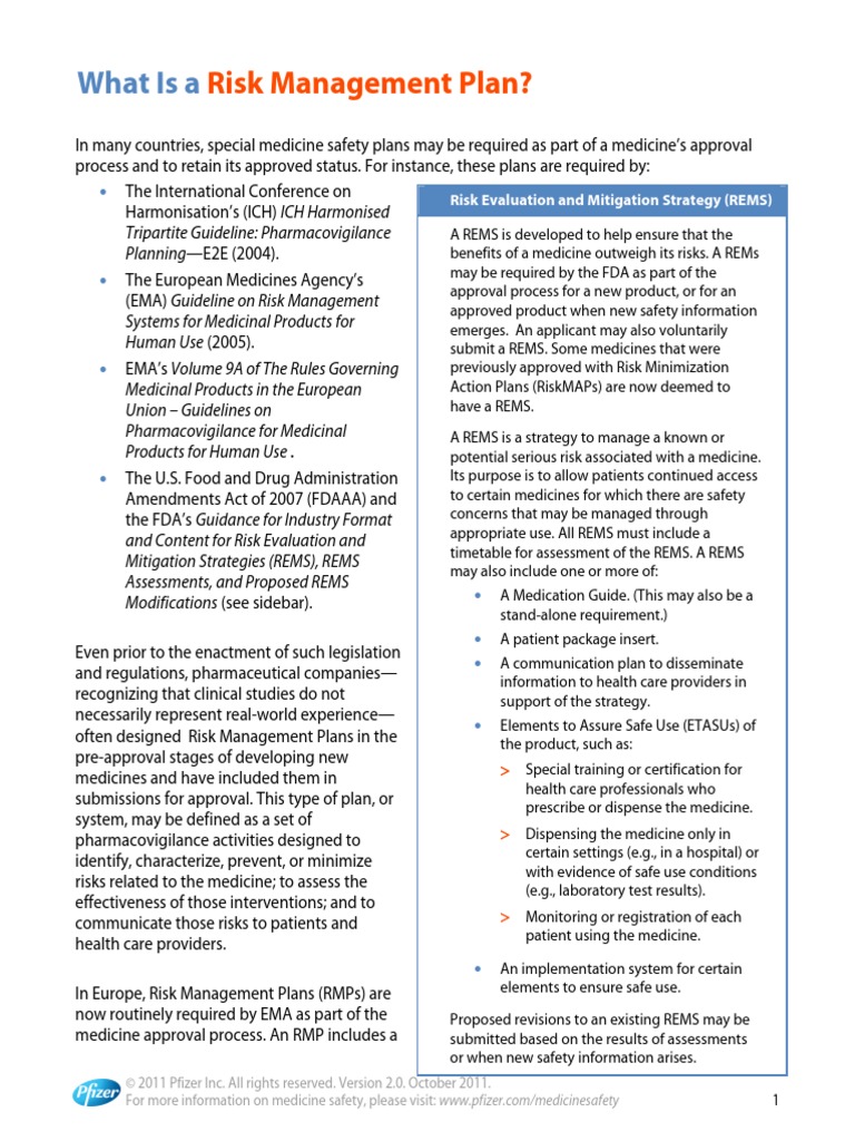 What Is A Risk Management Plan | PDF | Pharmacovigilance | Clinical Trial