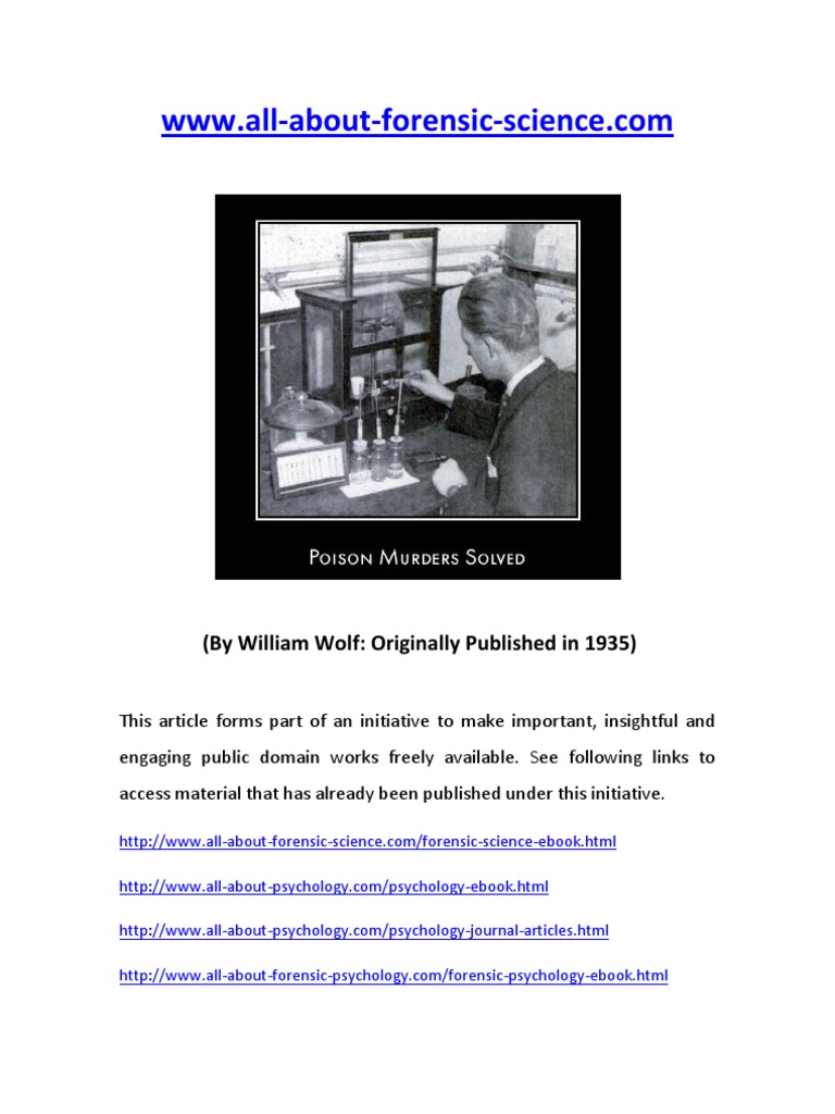 Forensic Toxicology Poison Murders Solved | PDF | Forensic Science | Poison