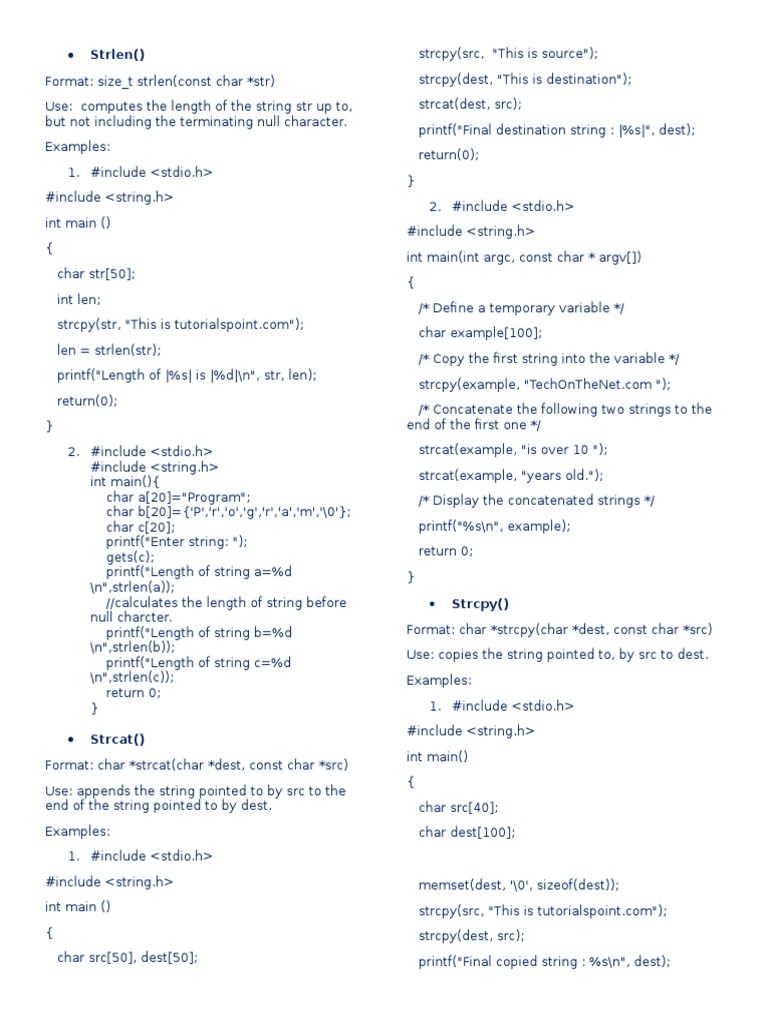 String Functions String Computer Science Notation
