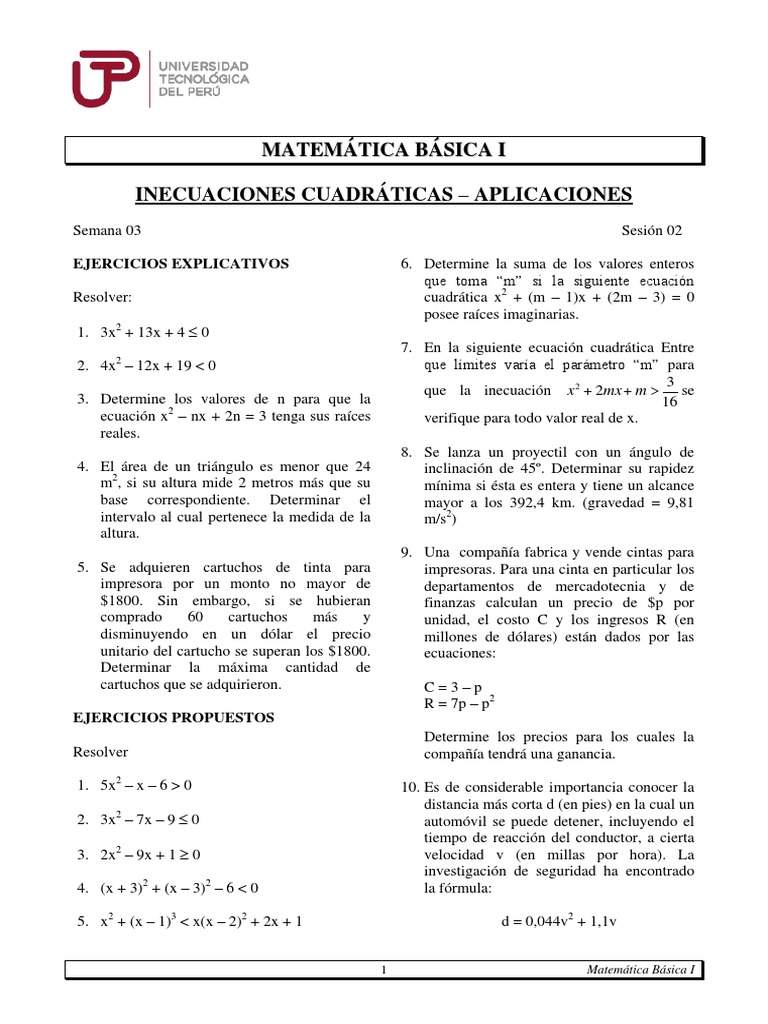 Inecuaciones Cuadraticas | PDF | Ecuaciones | Enseñanza de matemática