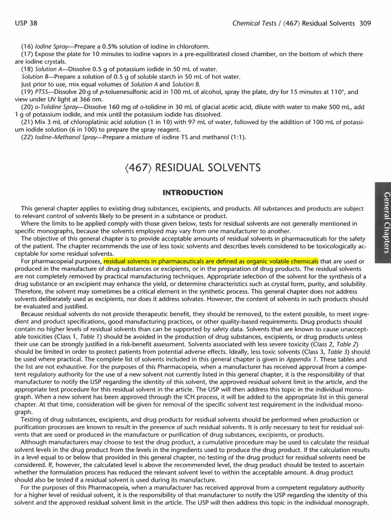 Residual Solvents in Pharmaceuticals | PDF | Solvent | Solution