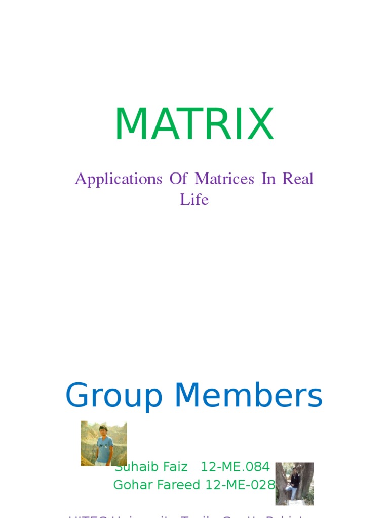 Applications of Matrices in Real Life | PDF | Matrix (Mathematics ...
