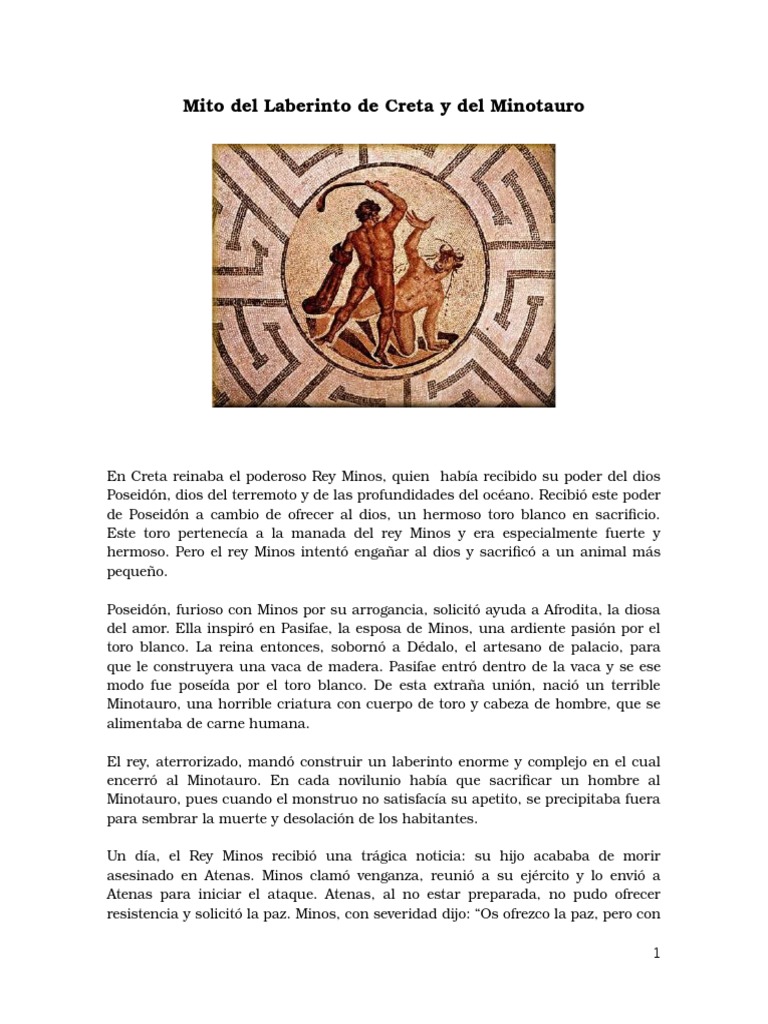Mito Del Laberinto de Creta y Del Minotauro | Minotauro | Teseo