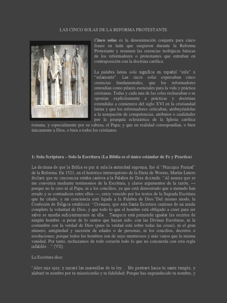 Las Cinco Solas de La Reforma Protestante PDF | PDF | Sola Fide ...