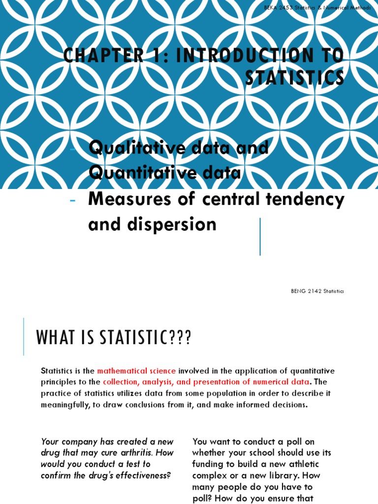 Chapter 1 Introduction To Statistics PDF | PDF | Teaching Methods ...