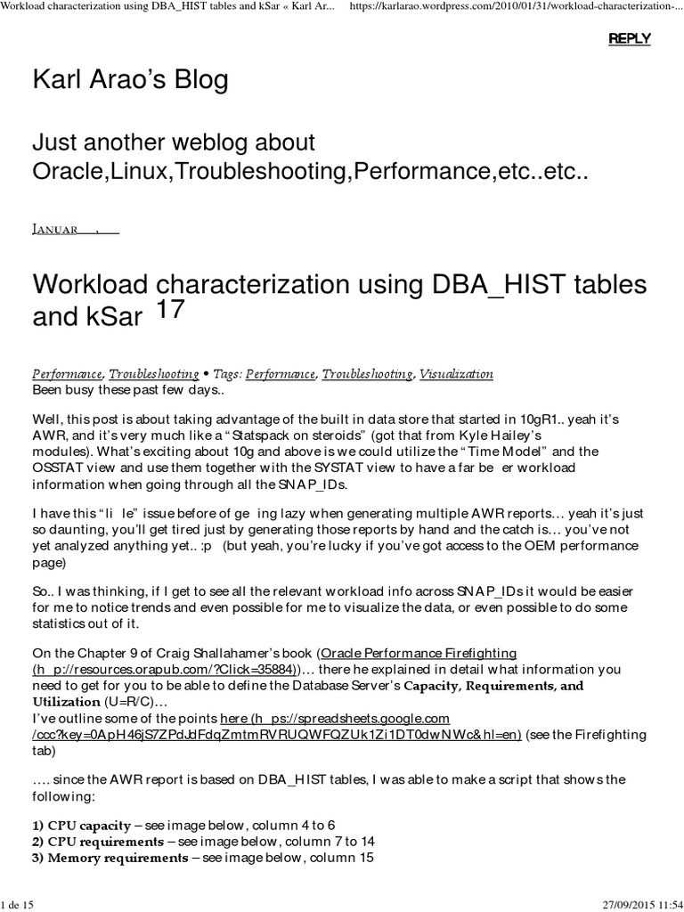Workload Characterization Using DBA - HIST Tables and Ksar Karl Arao's ...