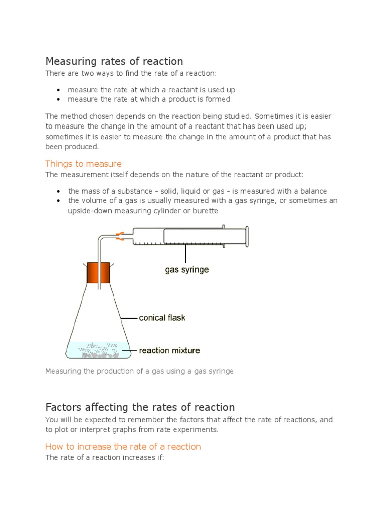 Measuring Rates of Reaction: Things To Measure | PDF | Reaction Rate ...