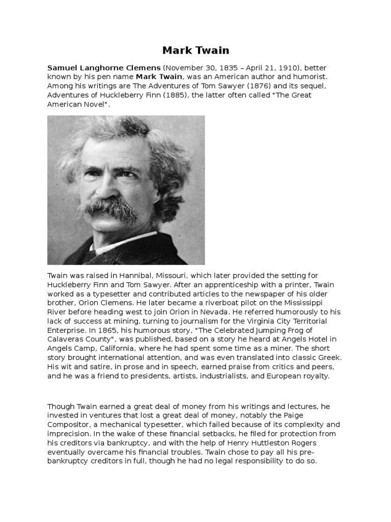 Mark Twain | PDF | Mark Twain