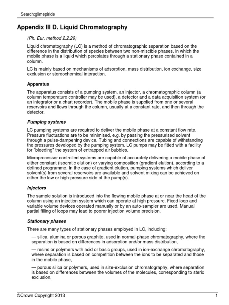 Appendix III D. Liquid Chromatography - BP 2014 | PDF | Chromatography ...