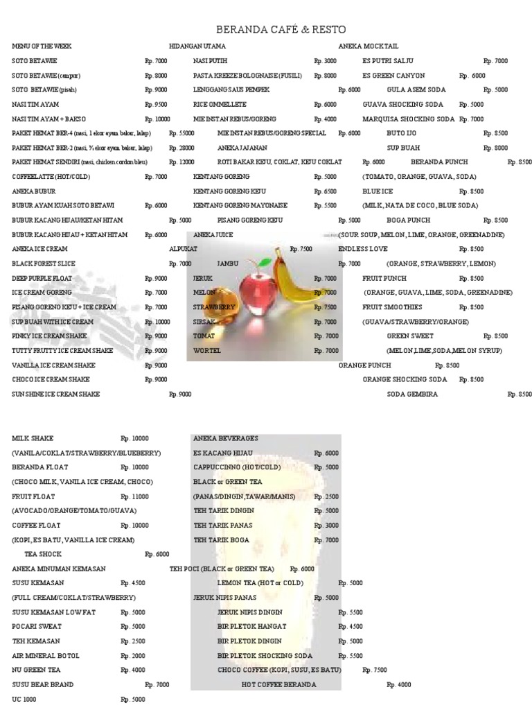 Beranda Café Menu Highlights | PDF | Cream | Ice Cream