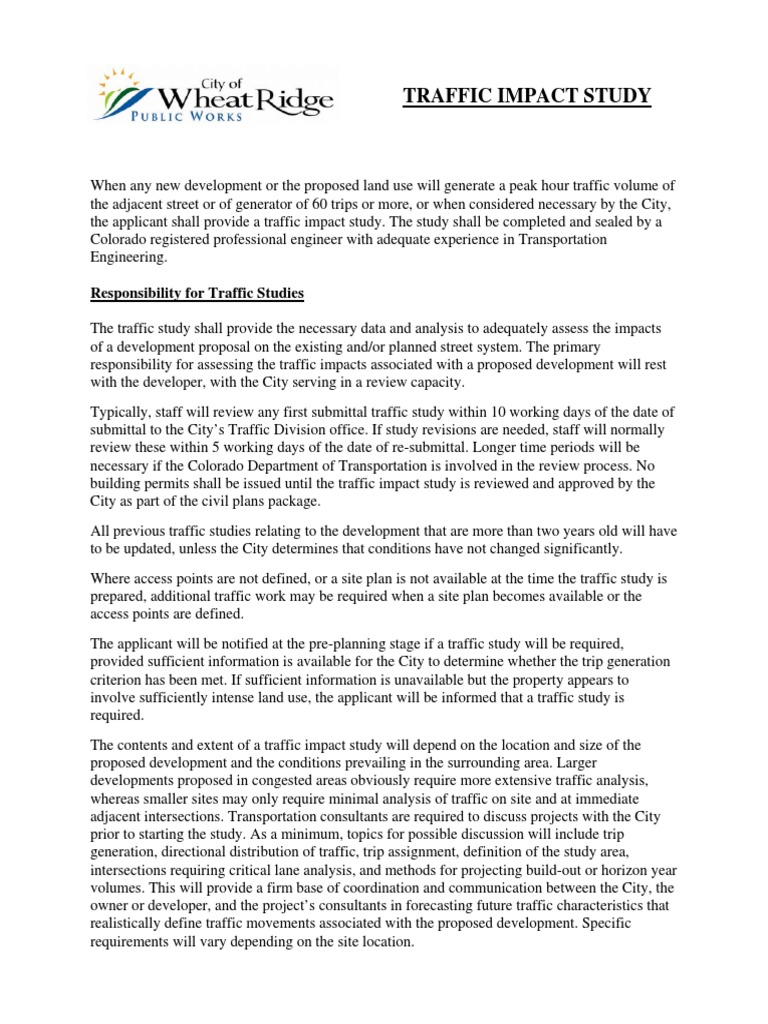Traffic Impact Study Requirements & Checklist | PDF | Traffic | Traffic ...