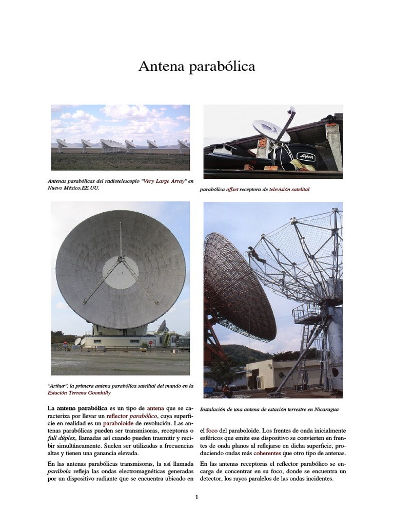 Tipos y usos de antenas parabólicas | PDF | Antena (Radio) | Ingeniería ...