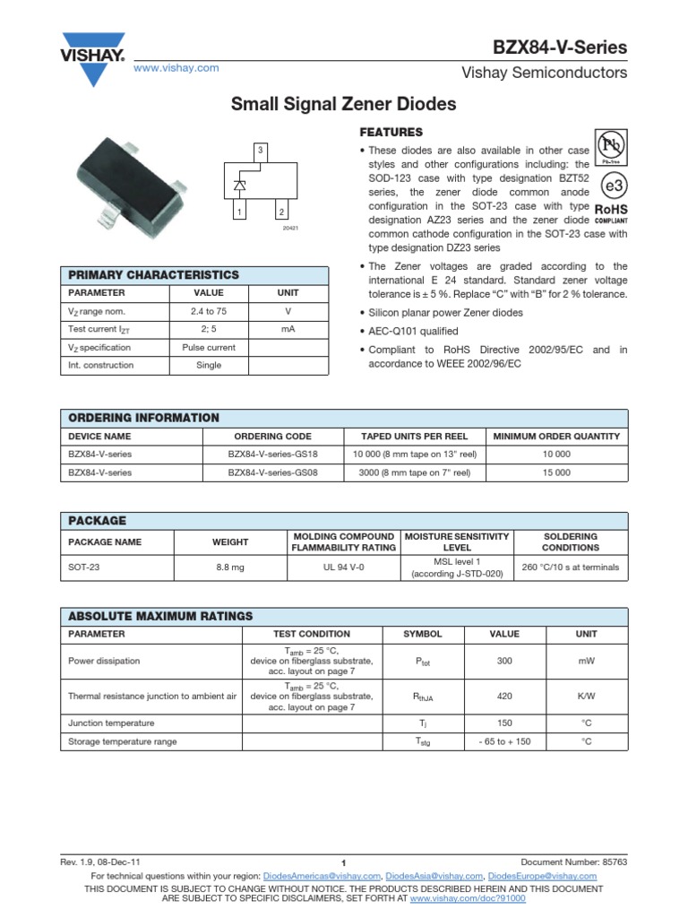 Datasheet Diodo Zener | PDF | Diode | Electricity