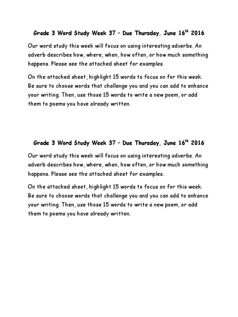 Grade 3 Word Study Week 37 Final | PDF
