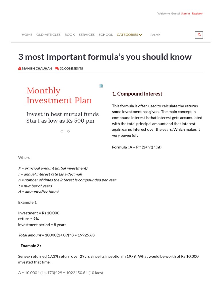 3 Most Important Personal Finance Formula's You Should Know | PDF ...