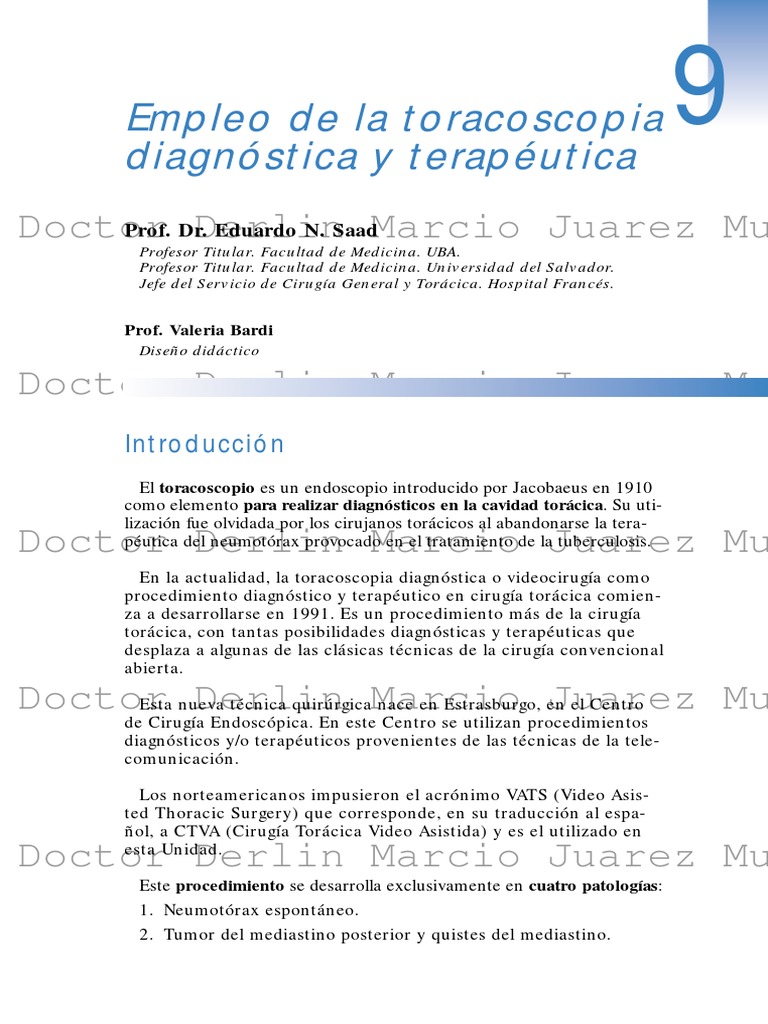 Toracoscopia: Protocolos y Aplicaciones | PDF | Endoscopia | Biopsia
