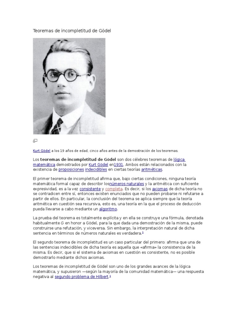 Teoremas de Gödel | Descargar gratis PDF | Axioma | Prueba matemática