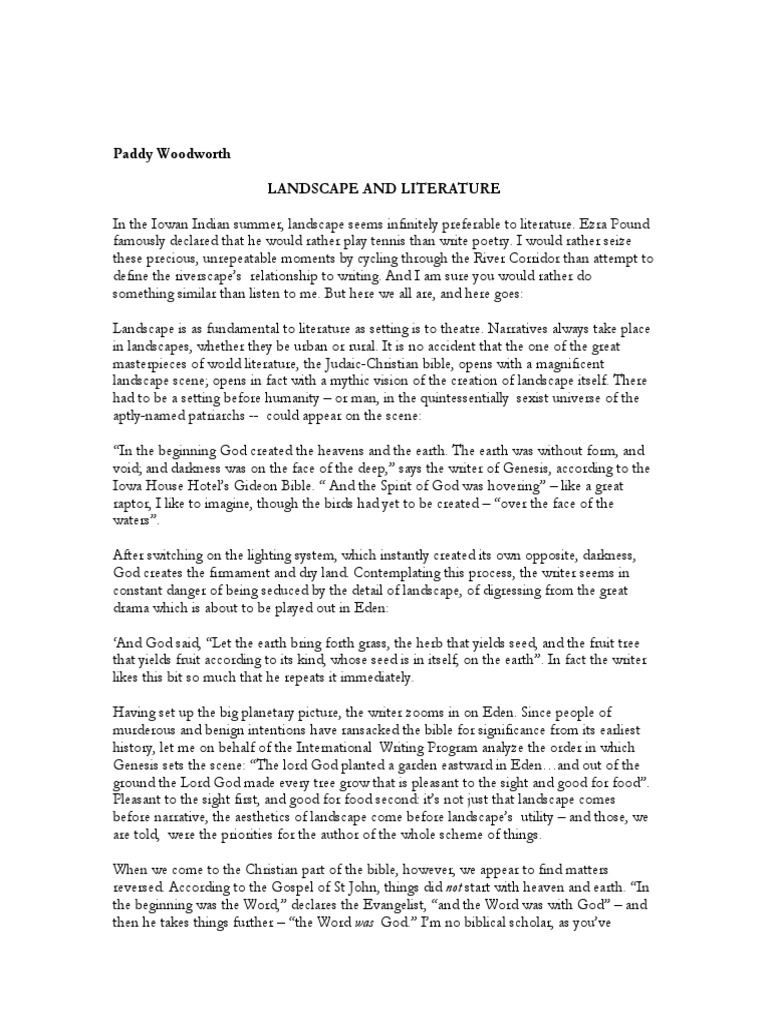 Landscape's Role in Literature | PDF | Landscape | Genesis Creation ...