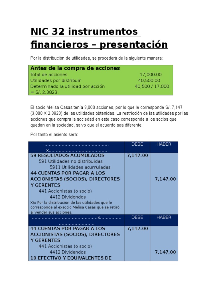 NIC 32 instrumentos financieros.docx | Compartir (Finanzas) | Dividendo