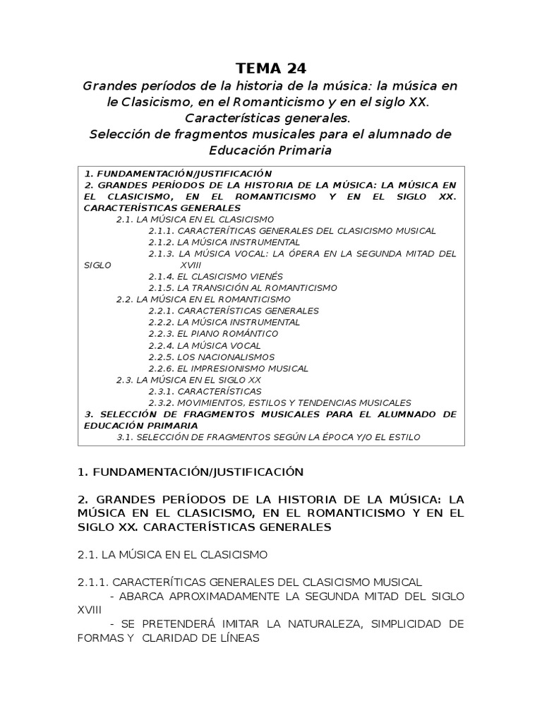 Historia de la Música: Clasicismo a Siglo XX | PDF | Compositores ...
