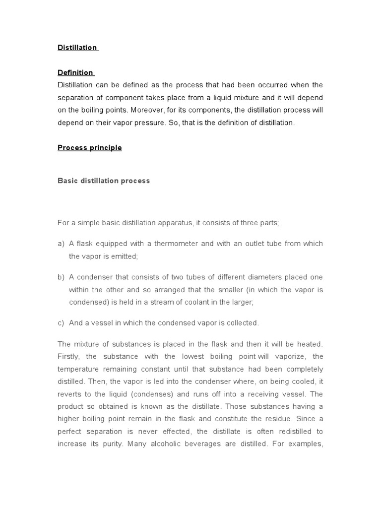 Basic Distillation Process | PDF | Distillation | Laboratory Techniques