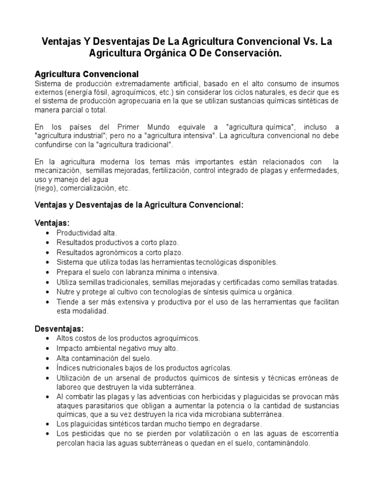 Agricultura Convencional vs Orgánica | PDF | Agricultura ecológica | Agricultura