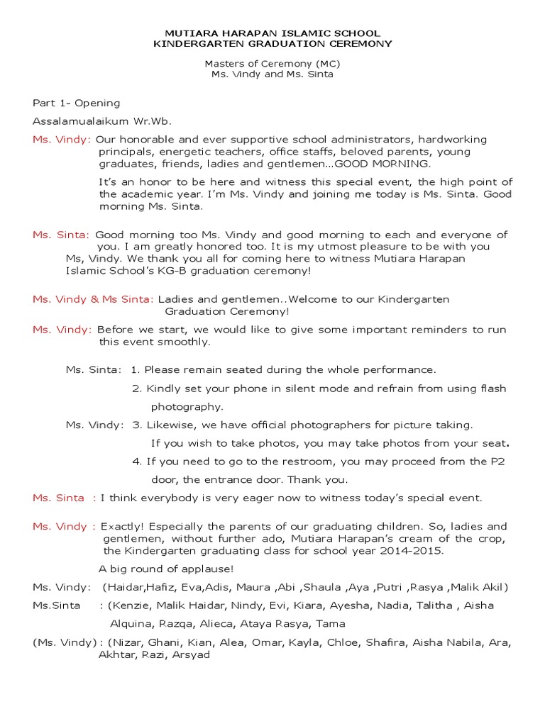 MC Script For Gradution | PDF