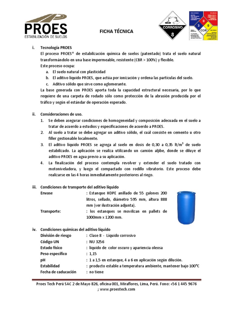 Ficha Tecnica Aditivo Liquido PROES | PDF