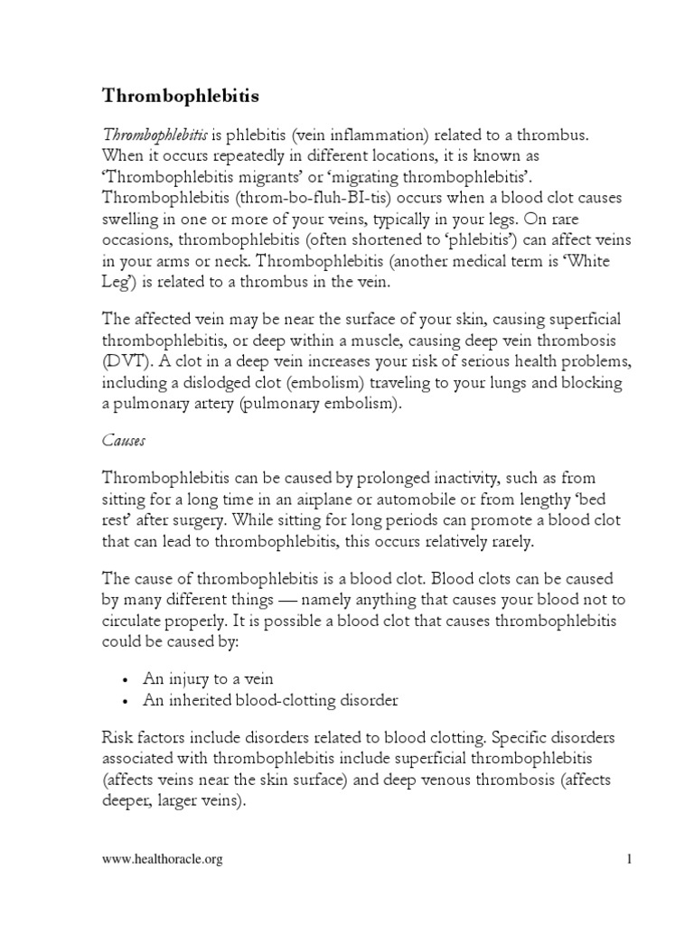 Thrombophlebitis 1 | PDF | Vein | Thrombosis