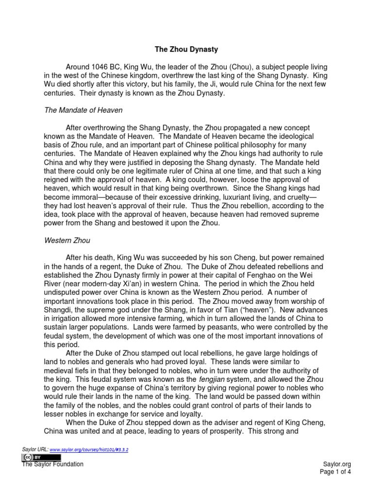 Zhou Dynasty | Download Free PDF | History Of China | Chinese Philosophy