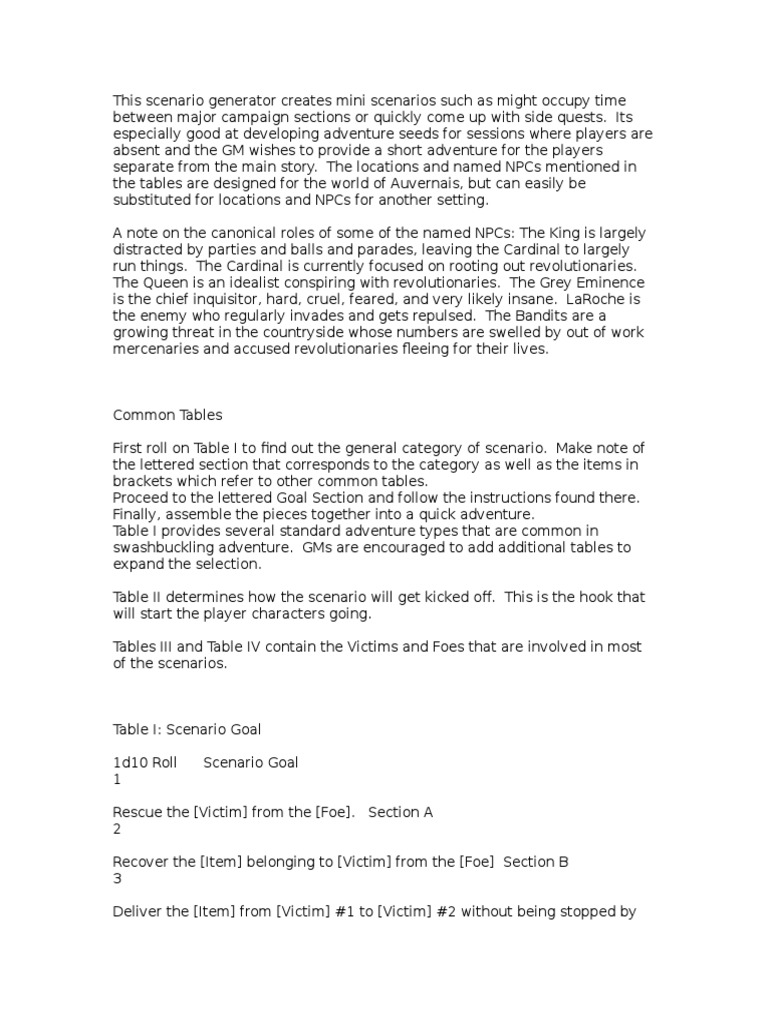 Swashbuckling Adv Generator | PDF | Espionage | Violence