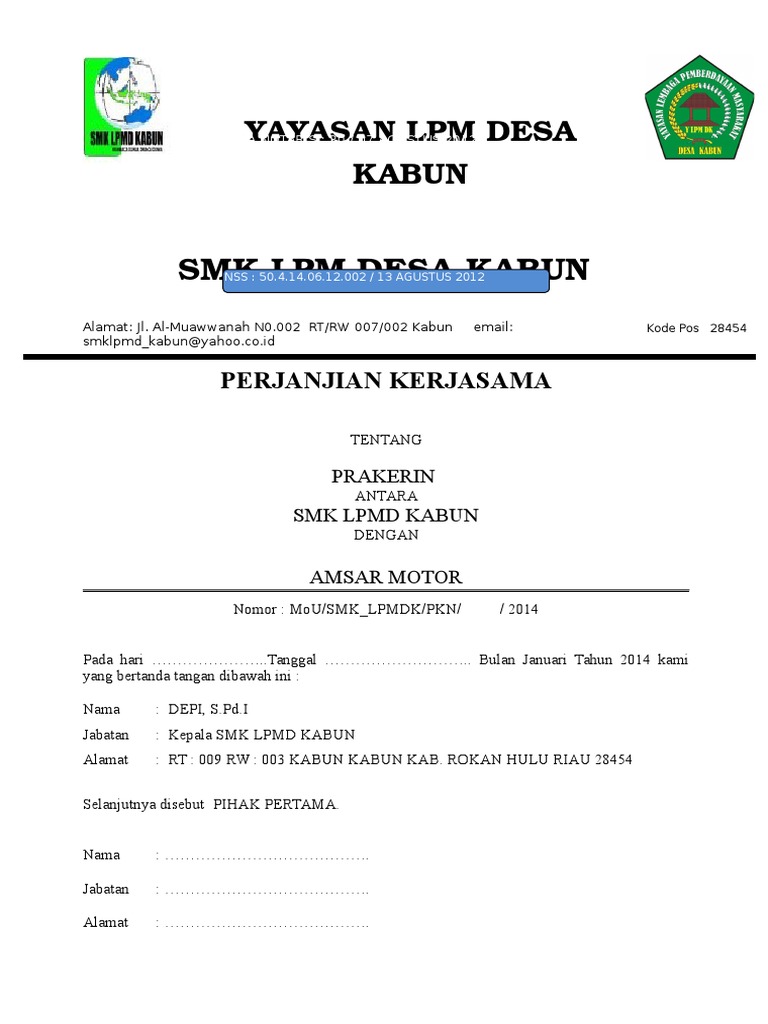 Mou SMK LPMD Kabun | PDF