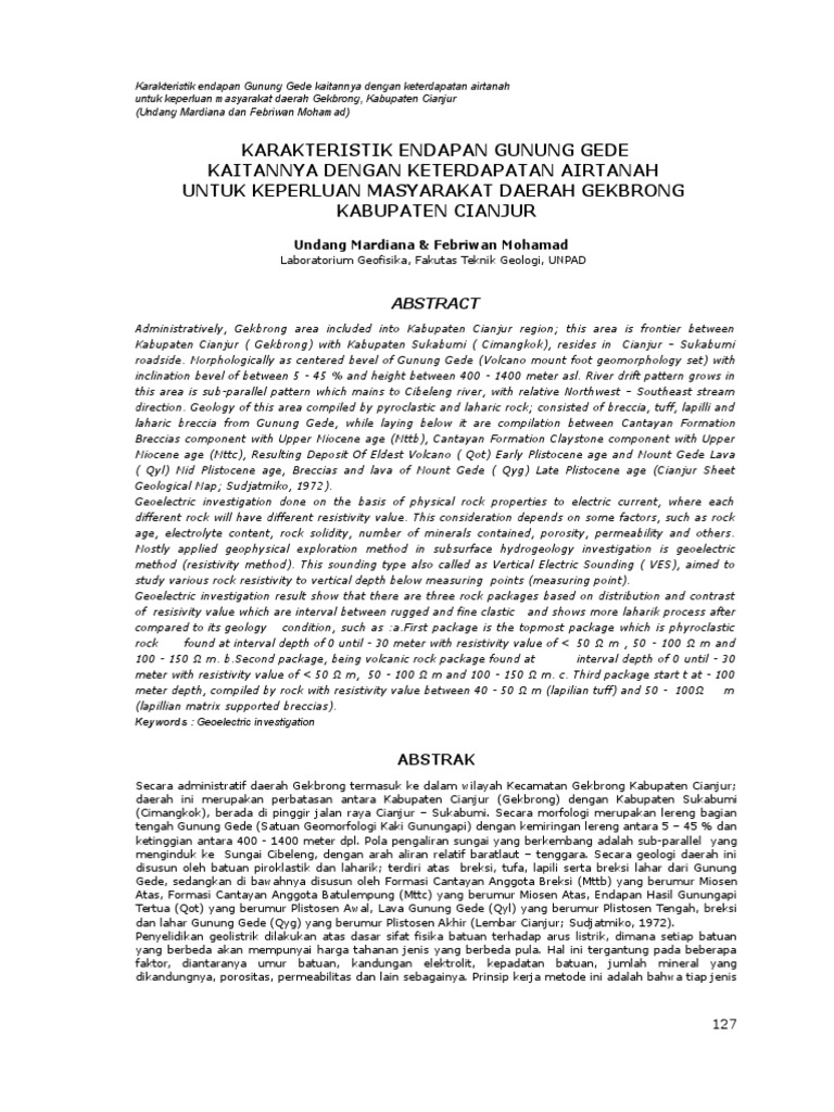 Karakteristik Endapan Gunung Gede | PDF