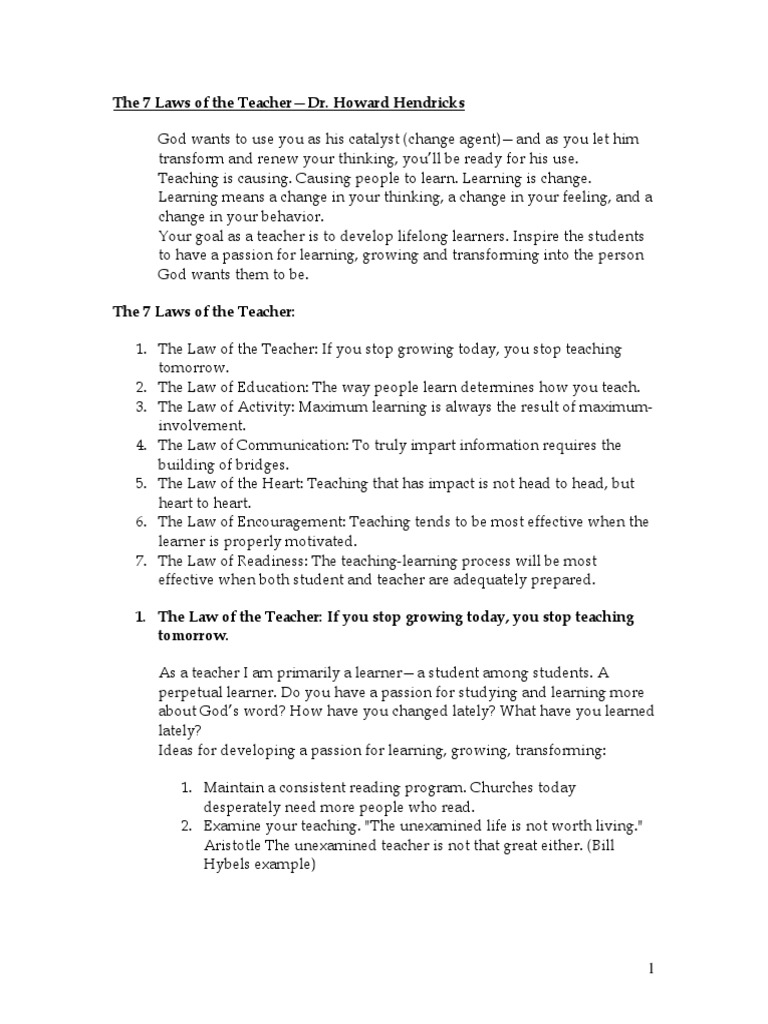 7 Essential Laws for Effective Teaching | PDF | Motivation | Motivational