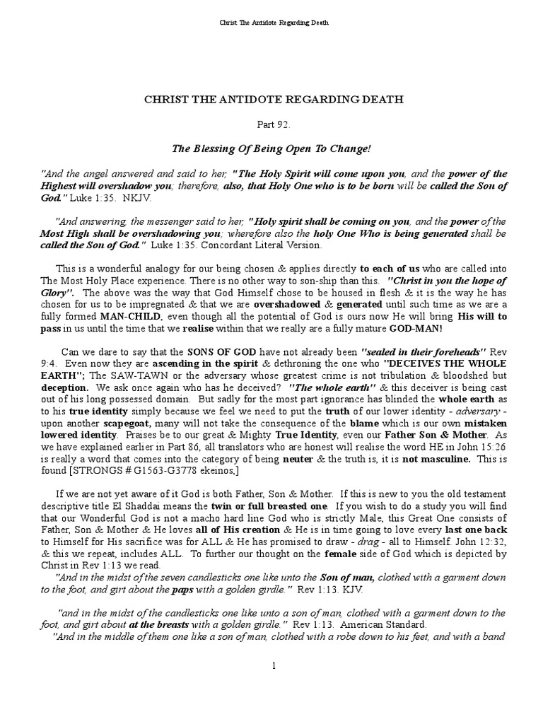Part 92 The Blessing of Being Open To Change! | PDF | Glory (Religion ...