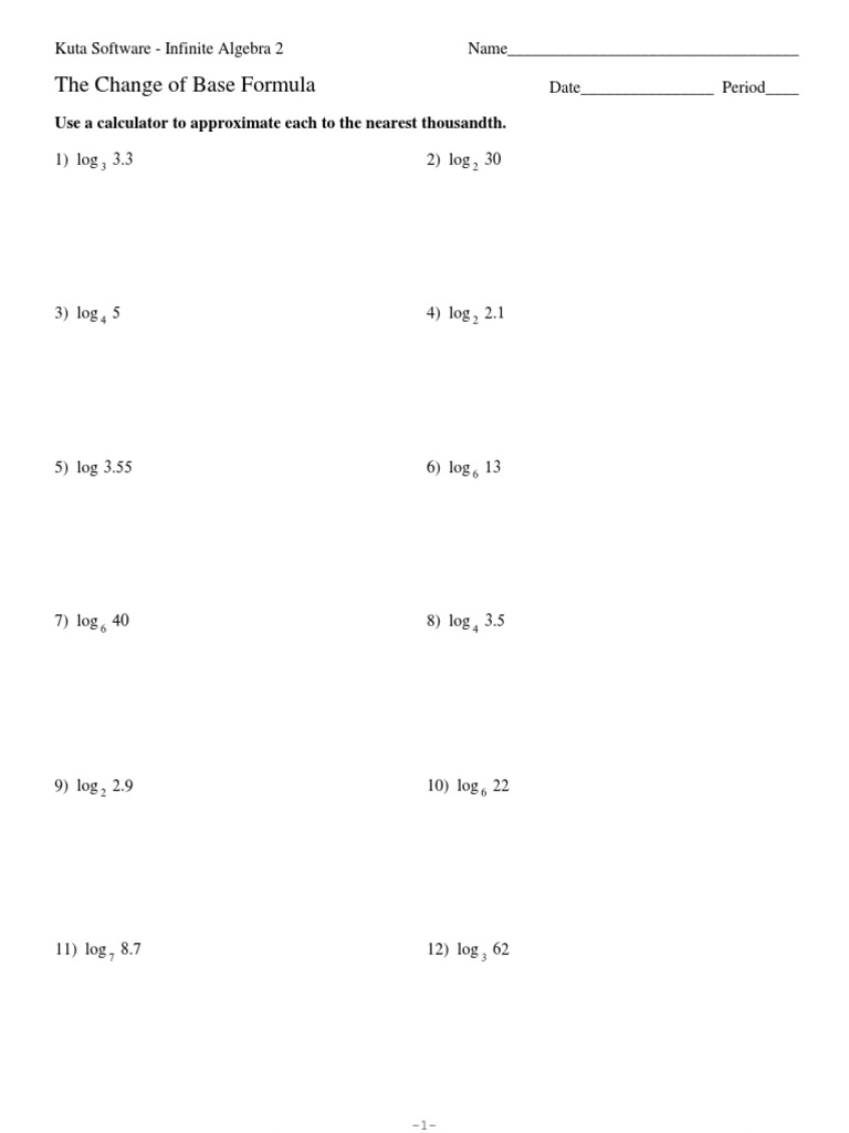 Change of Base Formula, Logarithm | PDF