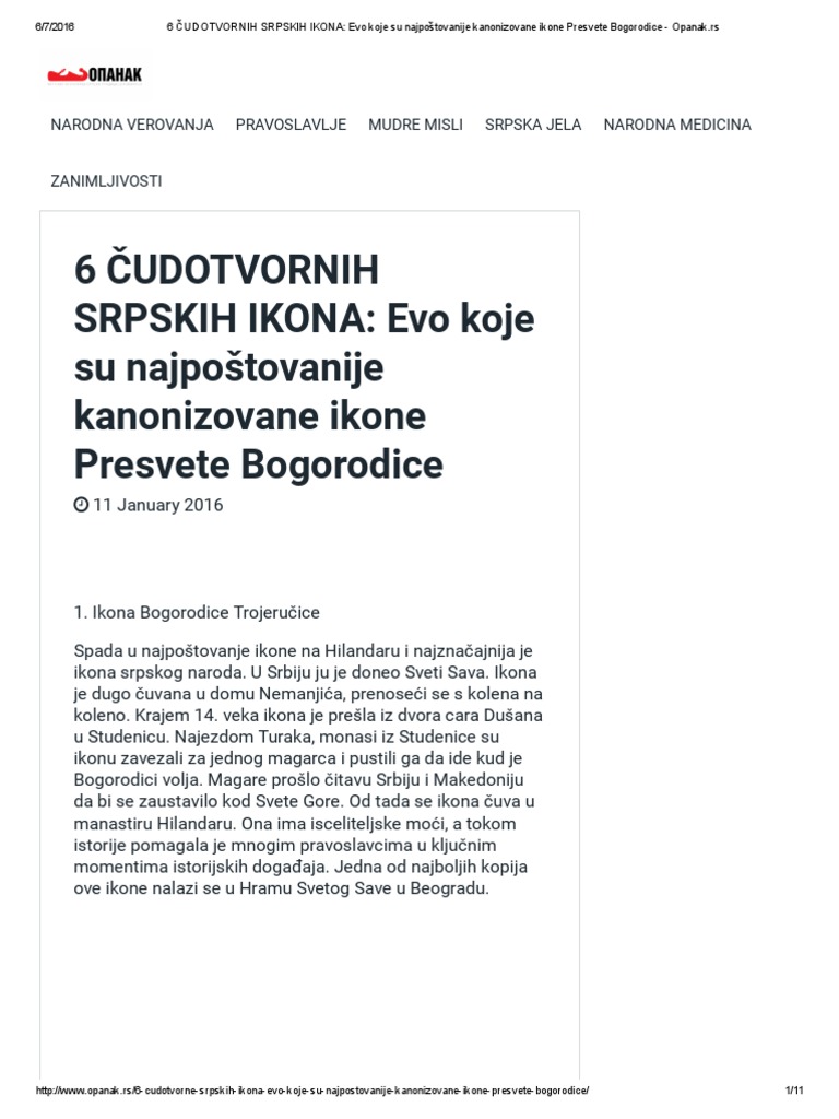 6 ČUDOTVORNIH SRPSKIH IKONA - Evo Koje Su Najpoštovanije Kanonizovane ...
