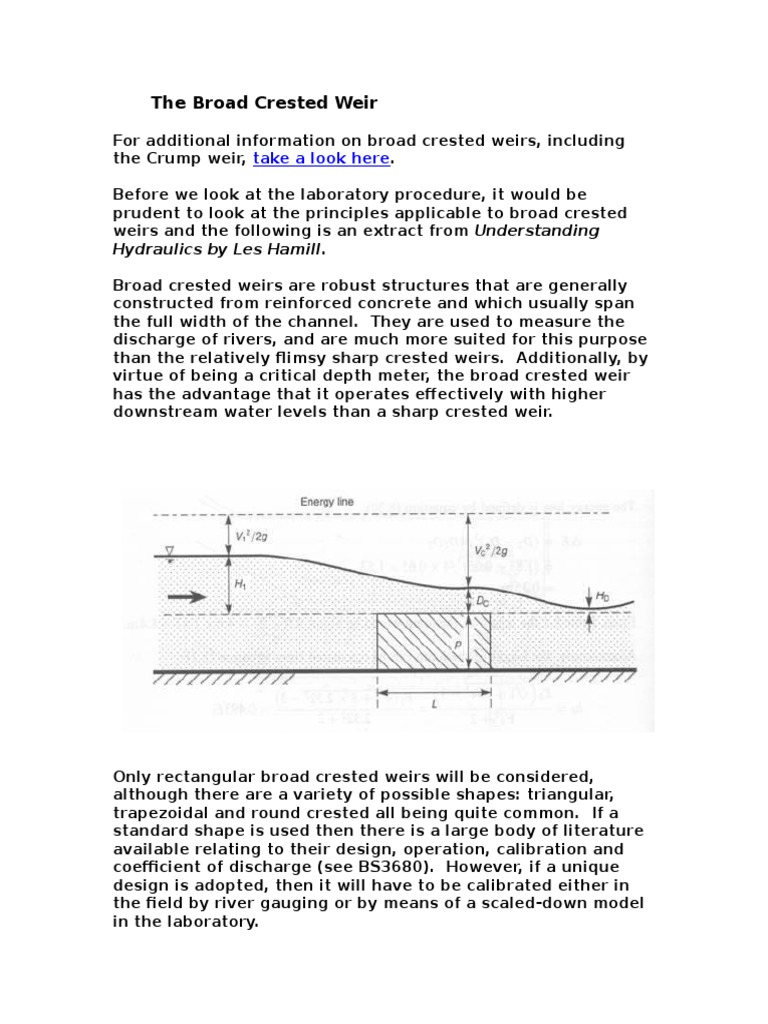 Broad Crested Weirs