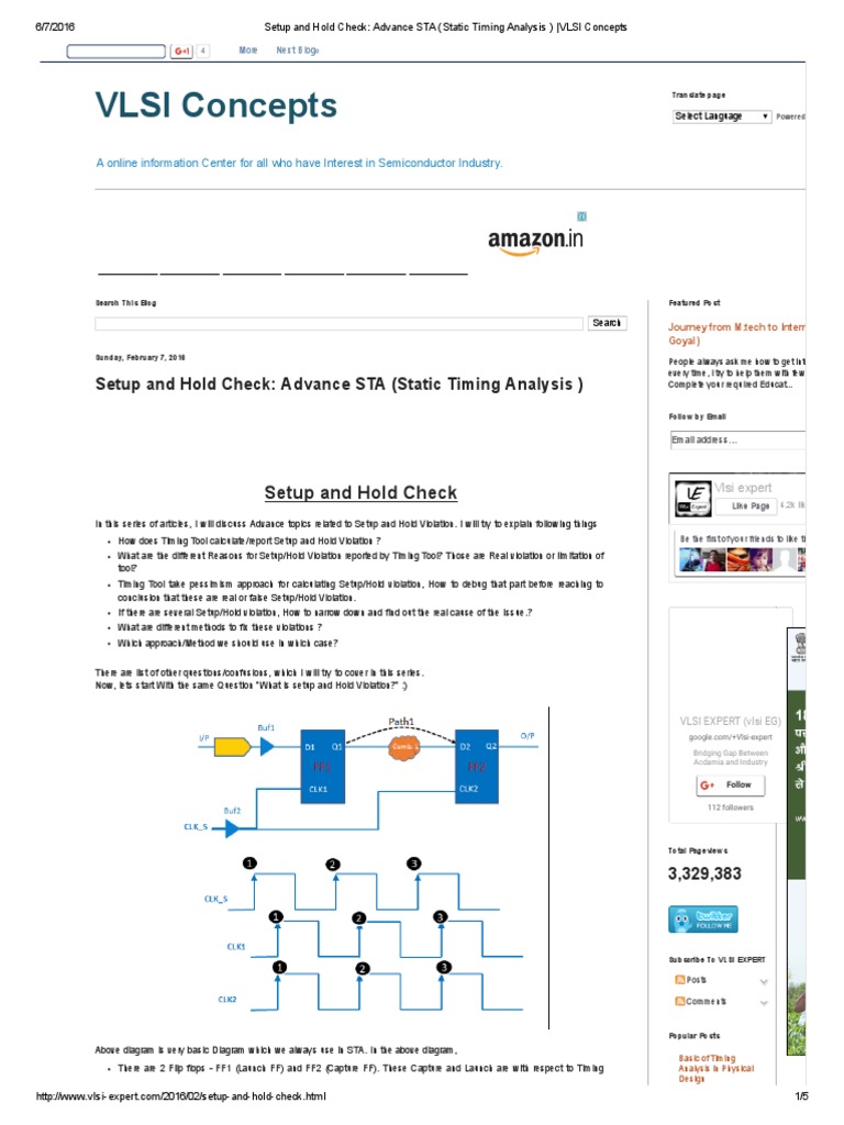 Setup and Hold Check - Advance STA (Static Timing Analysis) - VLSI Concepts | PDF | Electronics ...