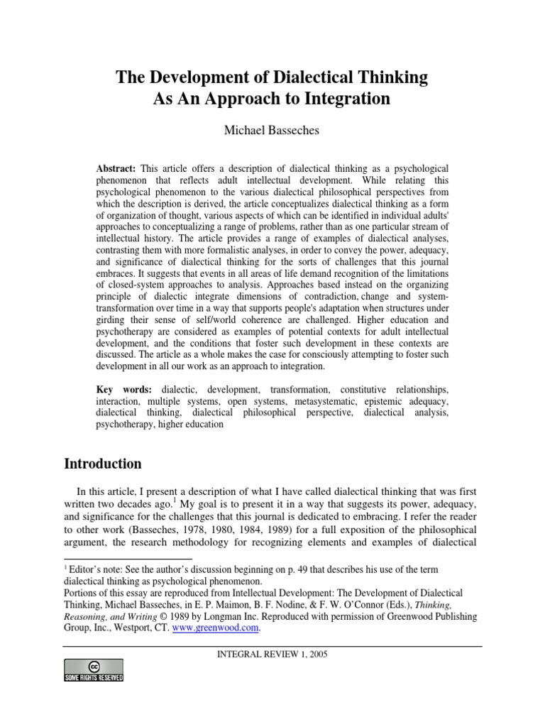 Development of Dialectical Thinking | PDF | Thought | Paradigm