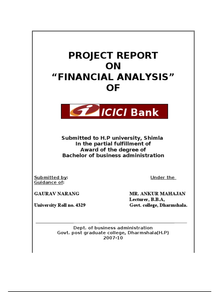 Financial Analysis of ICICI Bank | PDF | Reserve Bank Of India | Banks